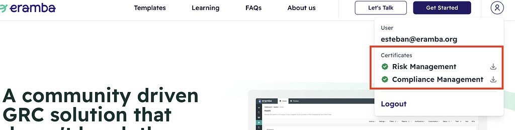 Offtopc - Training Certificates - Forum - Software - eramba