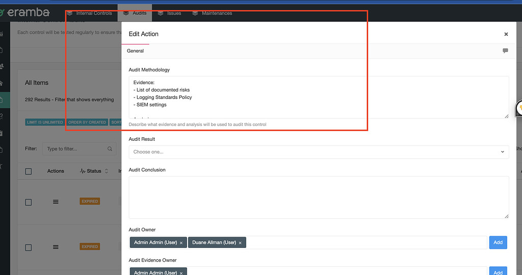 Feature - update internal audit records logic - Forum - Software - eramba