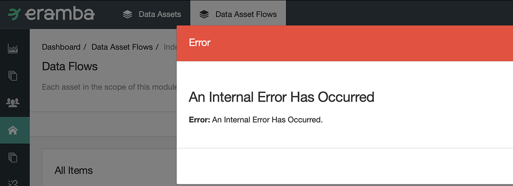 Bug - Adding Data Asset Flow gives you internal error (community) - Forum - Software - eramba