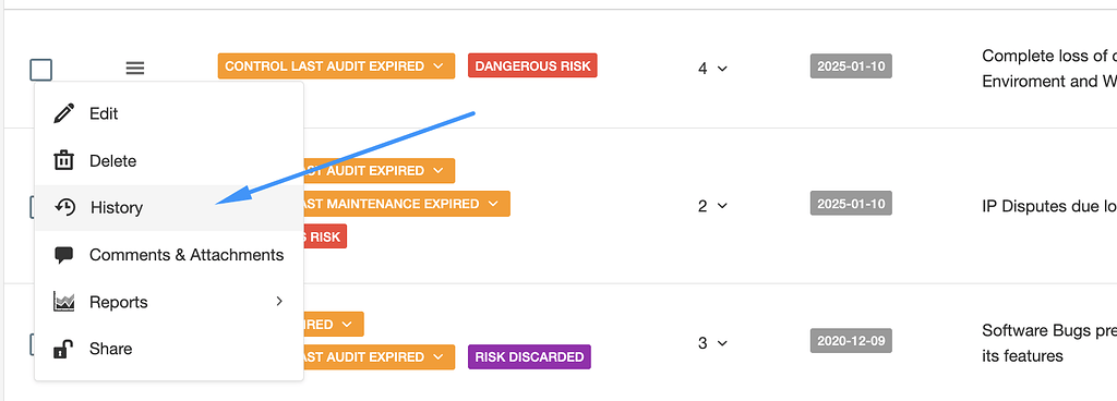Feature - history feature / activity log - Forum - Software - eramba