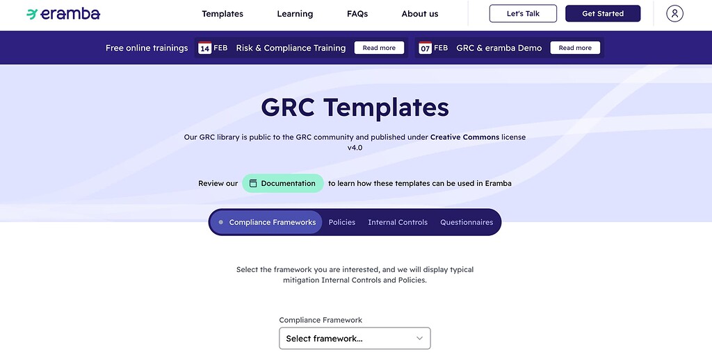 Feature - GRC Templates published - Forum - Software - eramba
